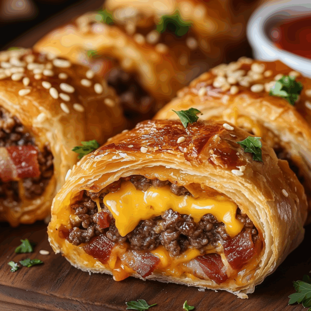 Garlic Butter Bacon Cheeseburger Rollups - Gourmet Mastermind